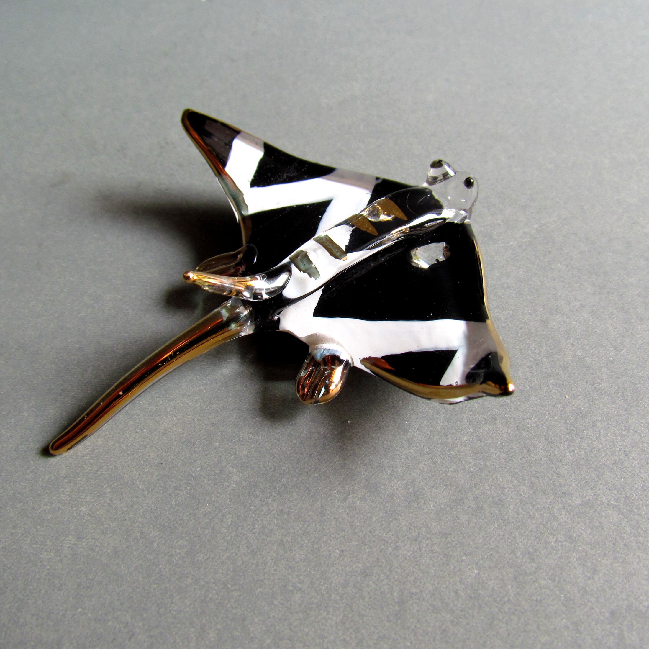 Hand Blown Glass Stingray Manta Fish Figurines Glass Animals Paint 22k ...