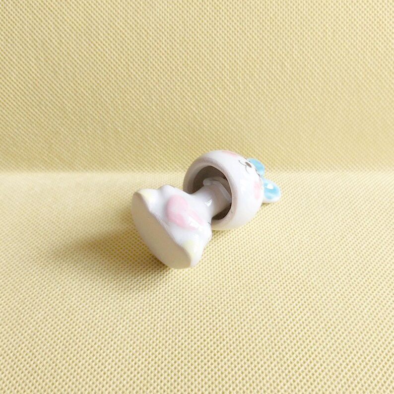 Kawaii Ceramic Bobblehead Rabbit Figurine | Miniature Hand-painted ...