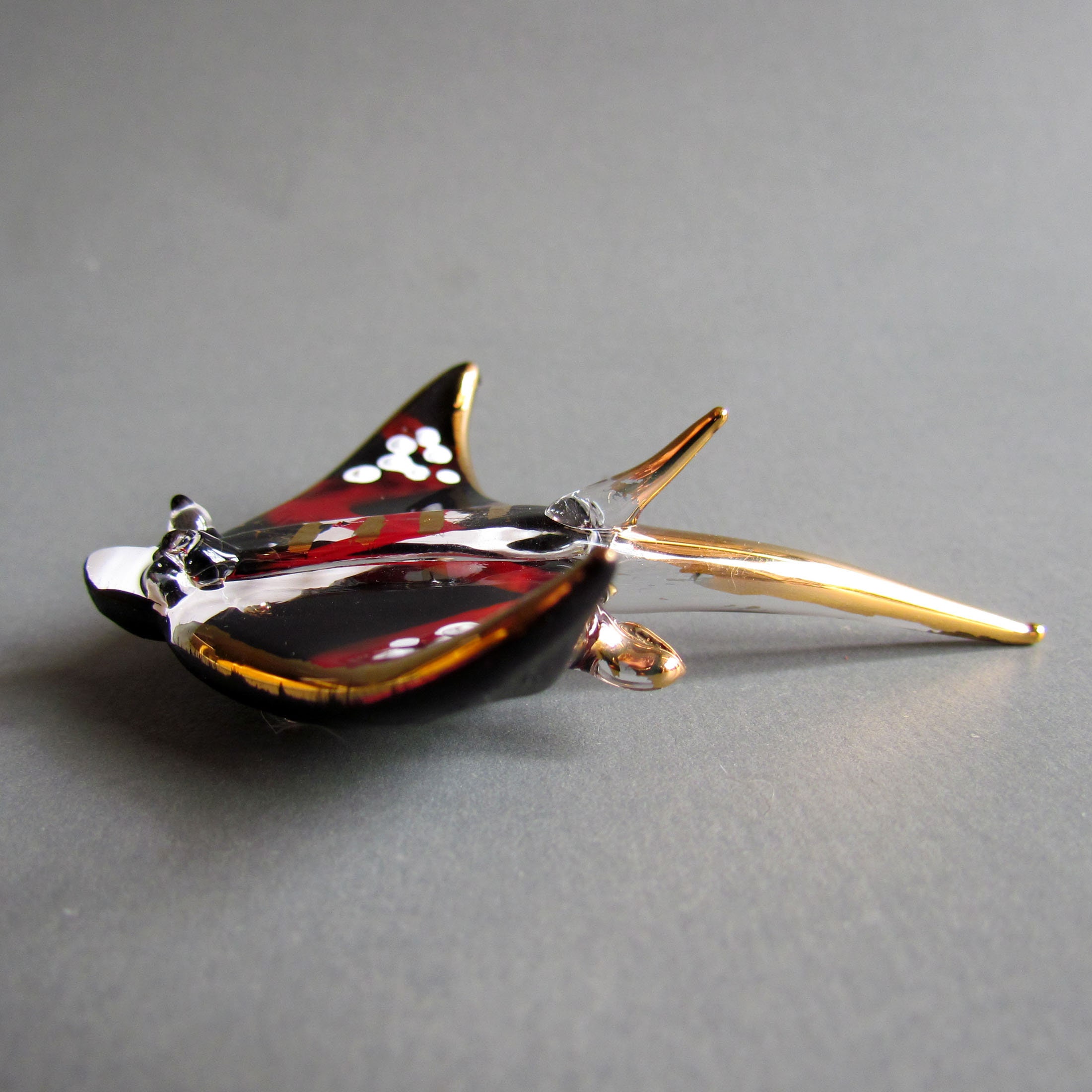 Hand Blown Glass Stingray Manta Fish Figurines Glass Animals Paint 22k ...