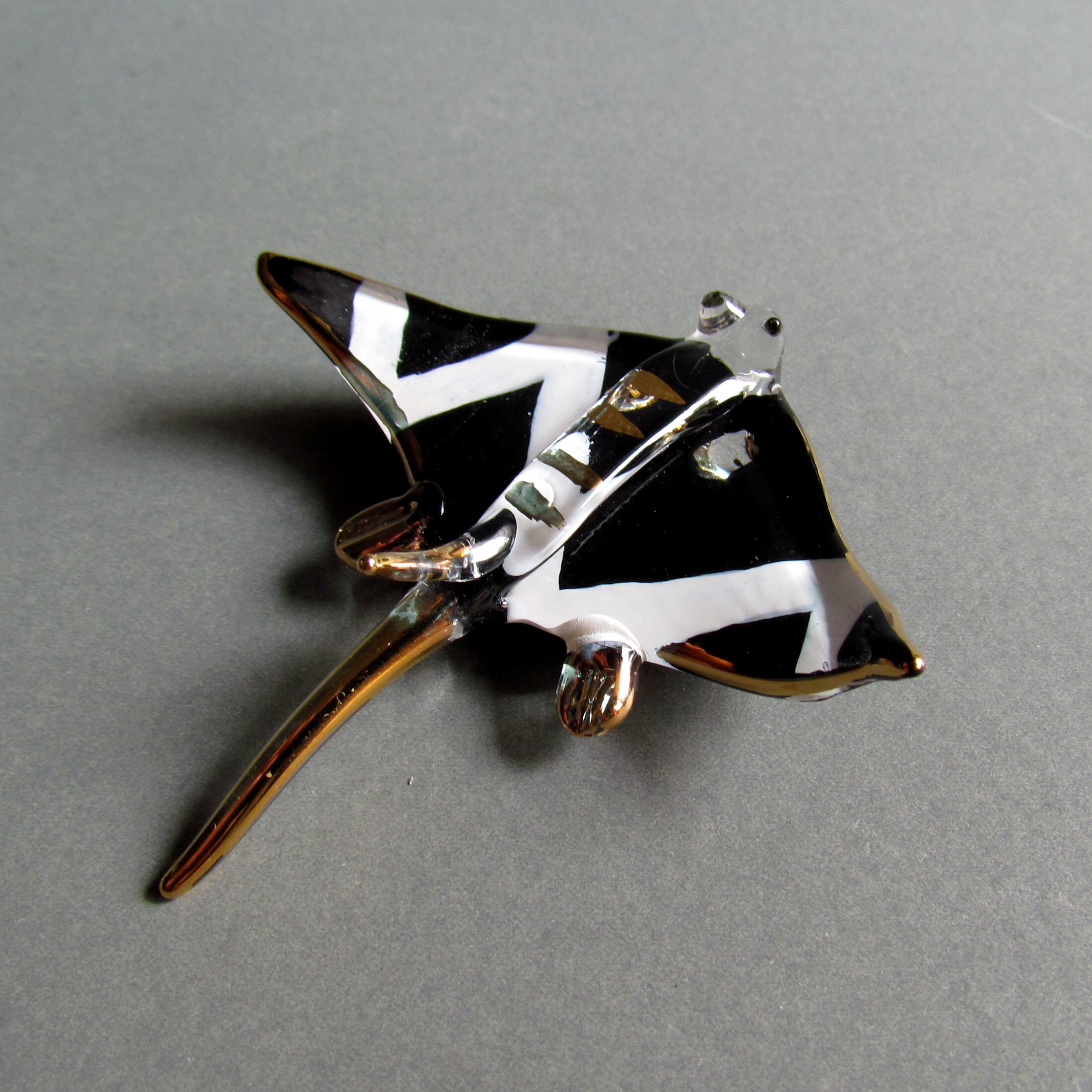 Hand Blown Glass Stingray Manta Fish Figurines Glass Animals Paint 22k ...
