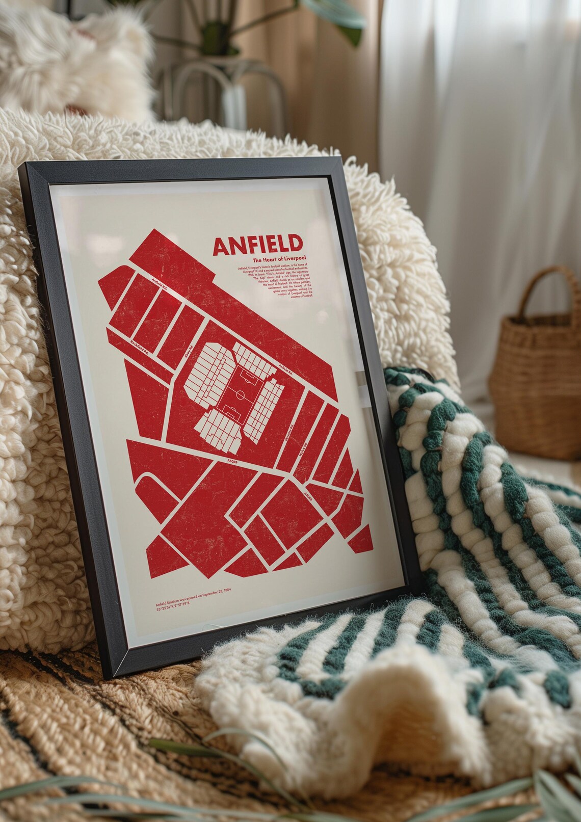 Anfield Stadium Map Poster | Liverpool FC Wall Art | Anfield Road Print ...