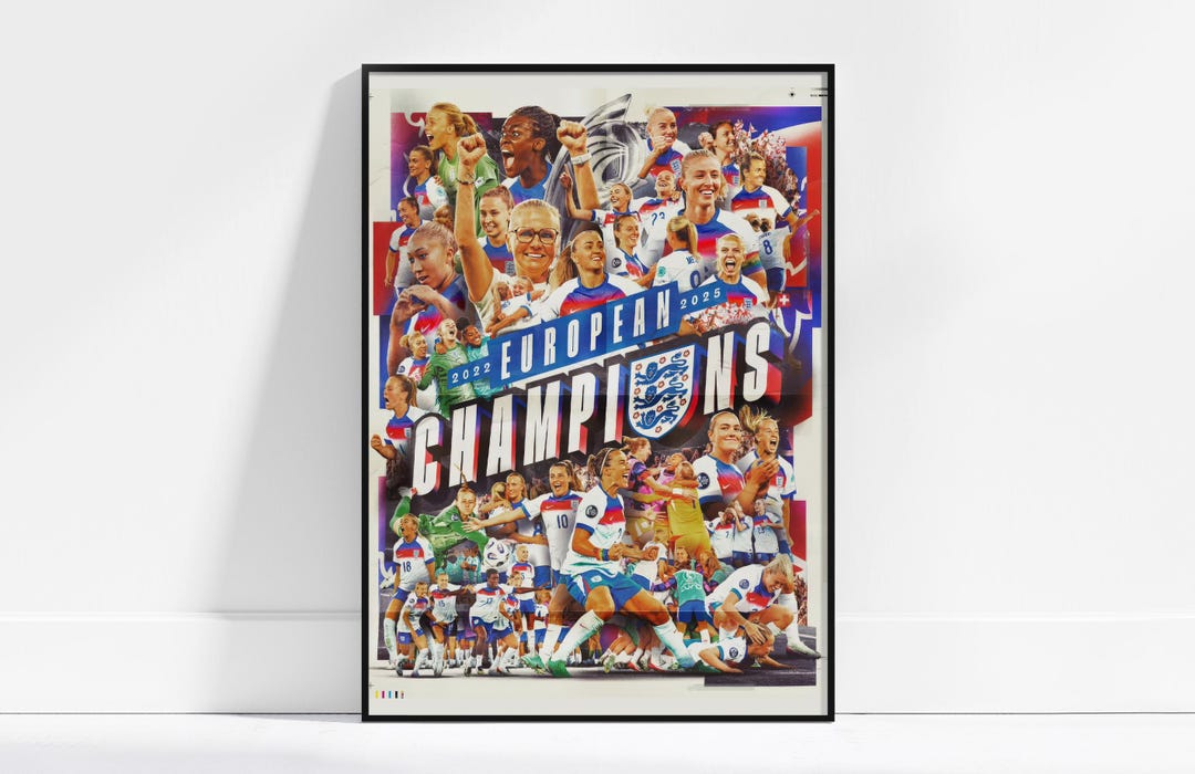 Lionesses England Women's Football Poster - Lionesses Collage Wall Art ...