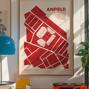 Anfield Stadium Map Poster | Liverpool FC Wall Art | Anfield Road Print ...