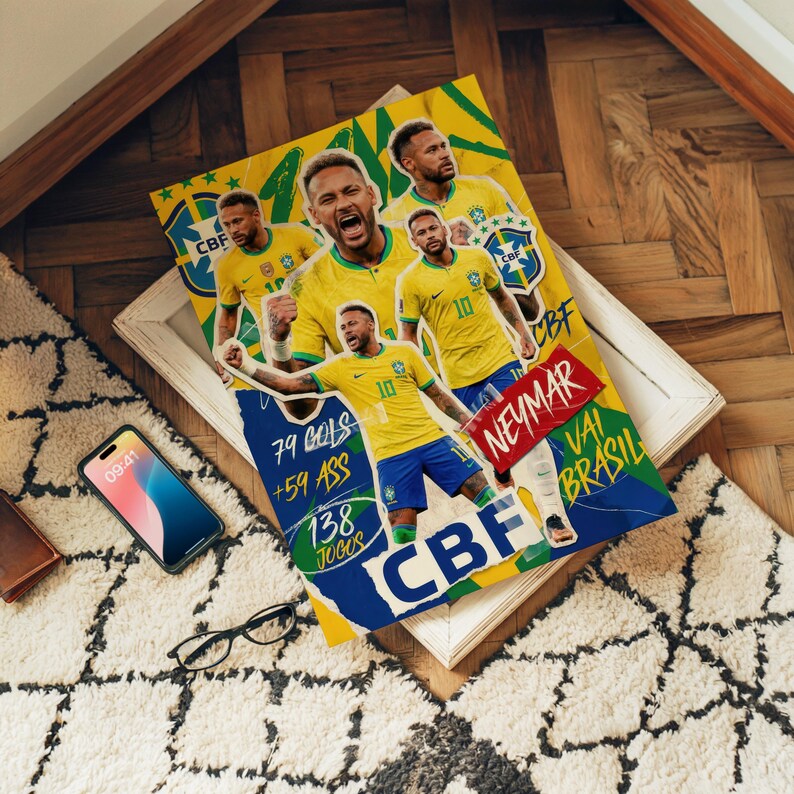 Messi Ronaldo Neymar Mbappe Poster Set, Football Wall Art | A2 Digital ...