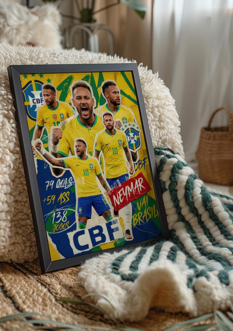 Messi Ronaldo Neymar Mbappe Poster Set, Football Wall Art | A2 Digital ...