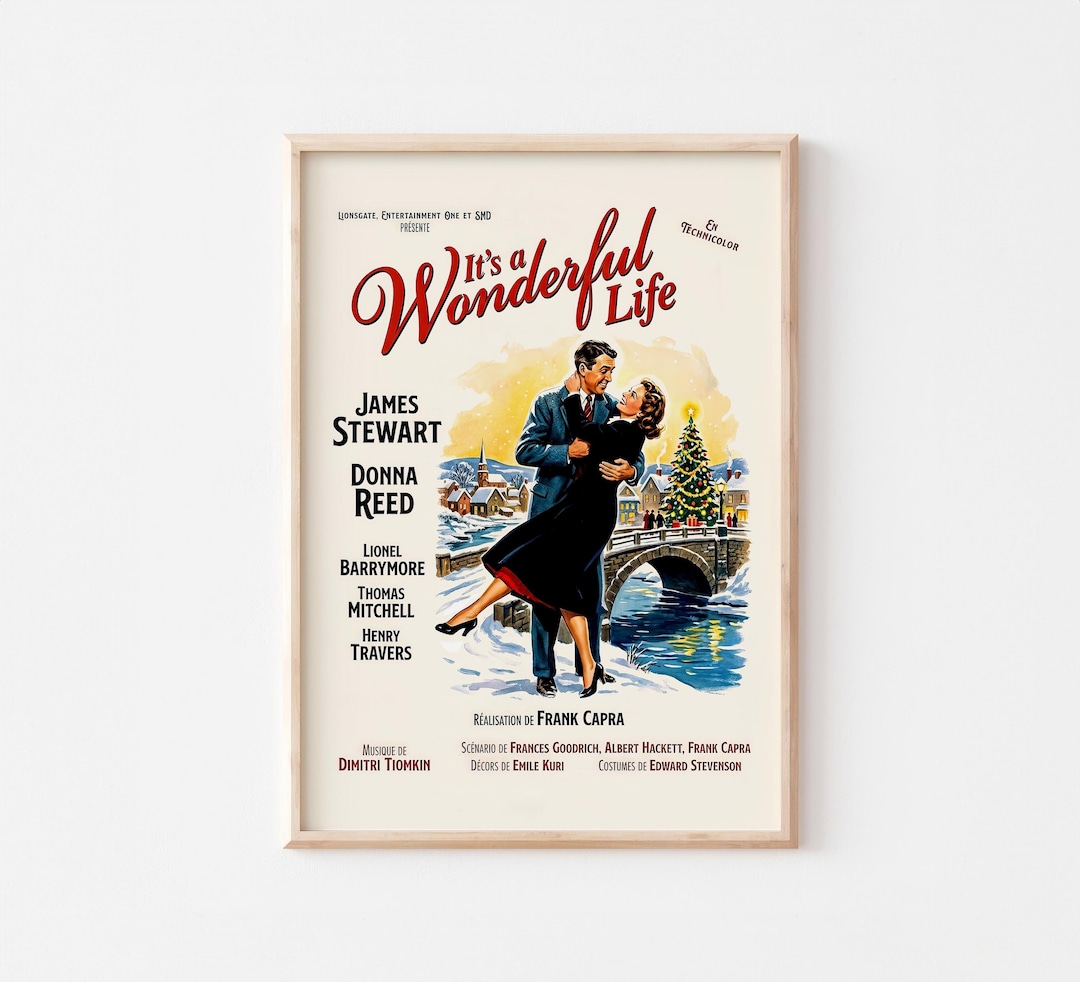 It's a Wonderful Life Movie Poster | Vintage Christmas Wall Art ...