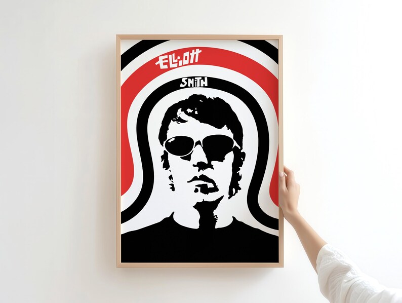 Elliott Smith Poster Set: Retro Portrait & Discography Map (digital ...