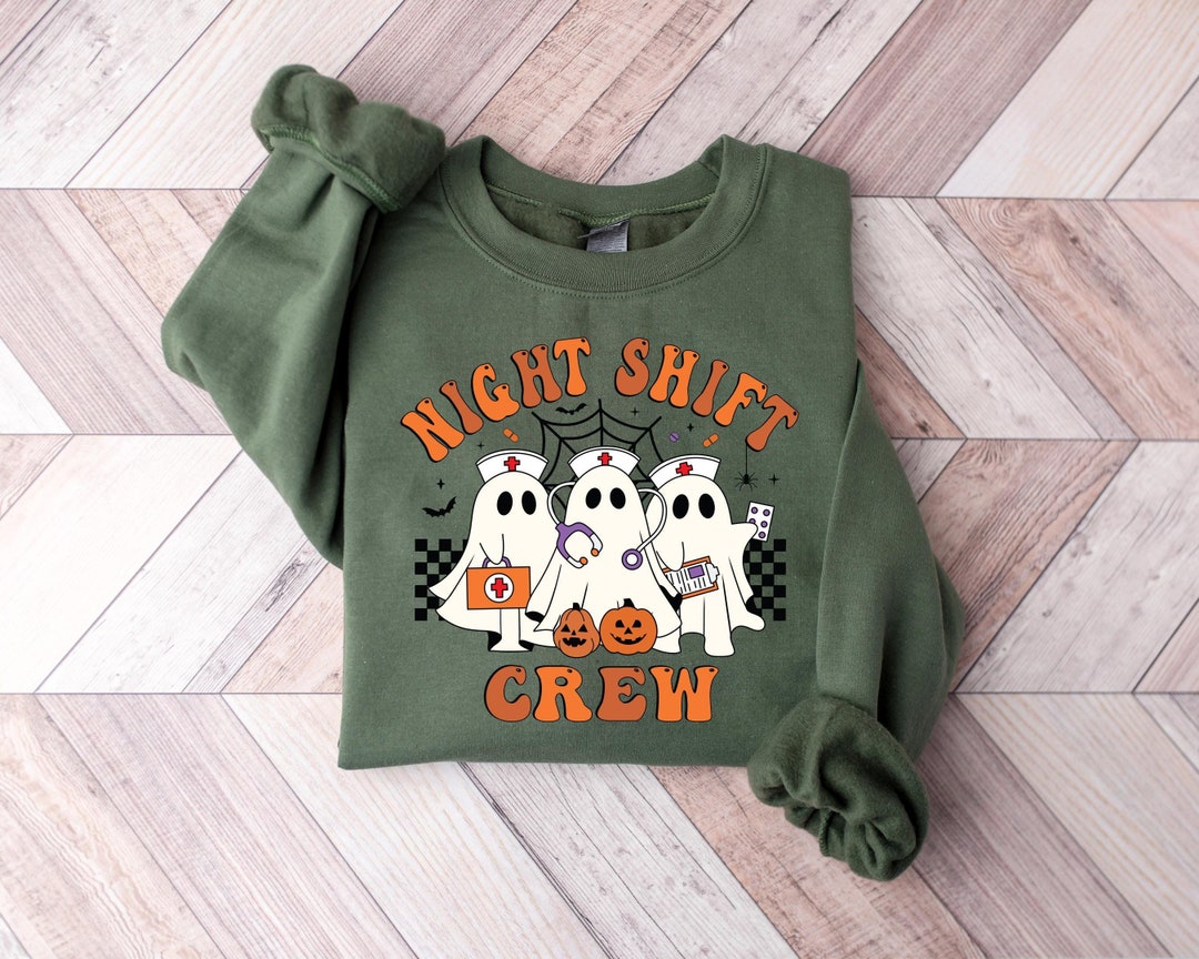 Halloween Nurse Sweatshirt, Retro Spooky Night Shift Crew T-shirt - Etsy