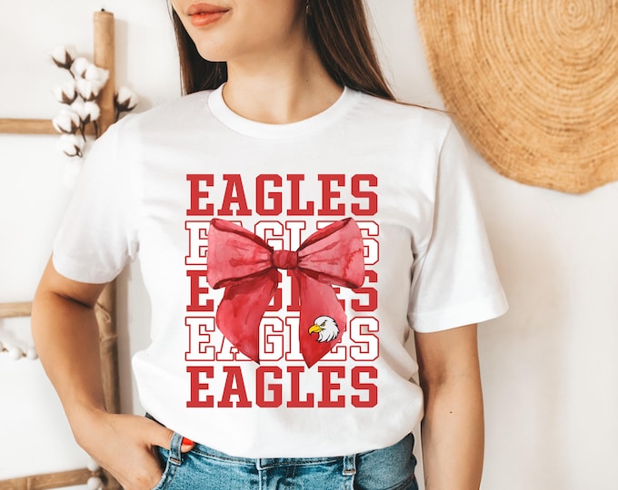 Personalized Team Mascot Bow T-shirt | Coquette Bow School Spirit Shirt ...