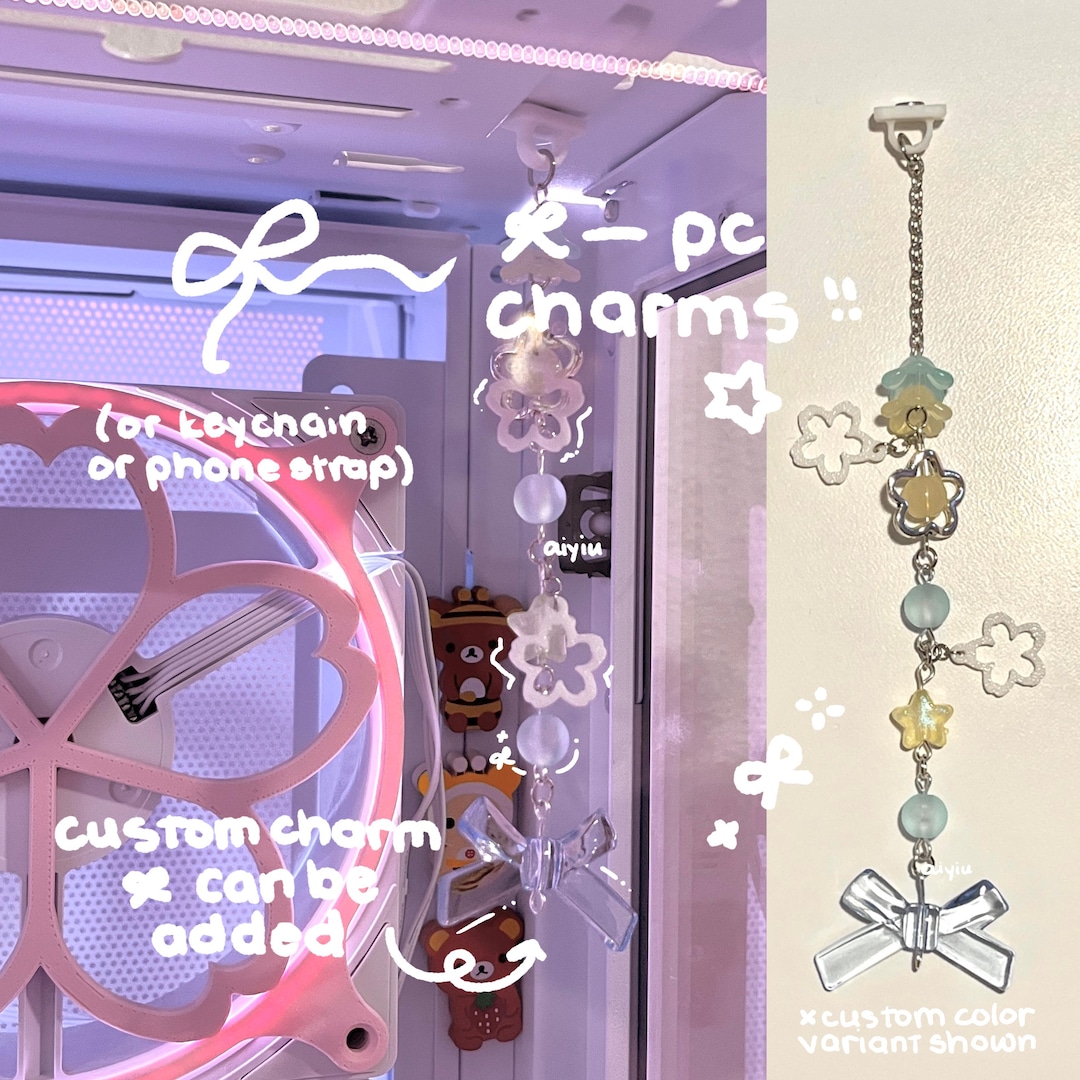 Cute Pc Charm Accessory | Ribbon Bow | Can Add Customizable Charm ...