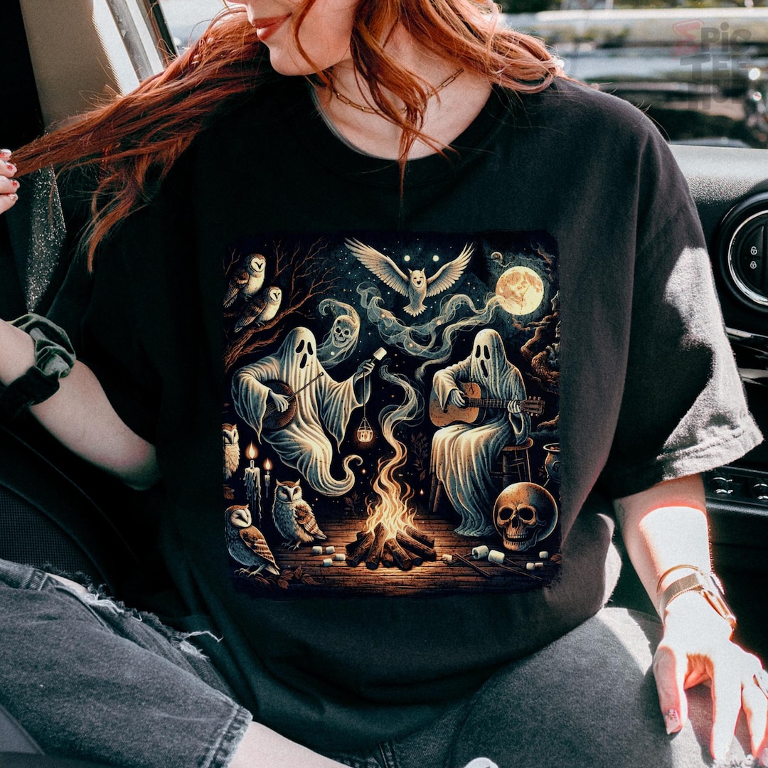 Ghost Campfire Shirt, Spooky Ghost Band Shirt, Halloween Music Shirt ...