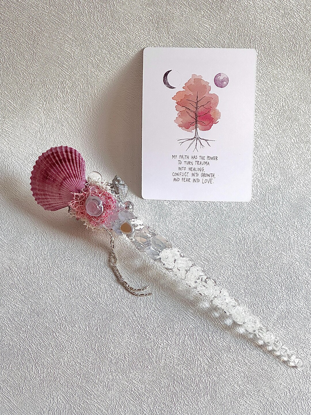 Rose Quartz Crystal Wand, Crystal Tower, Pink Shell Decoration, Magic ...