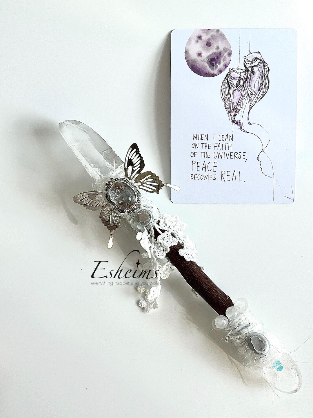 Butterfly Crystal Wand, Zauberstab, Wooden Wand, Butterfly Crystal Home ...