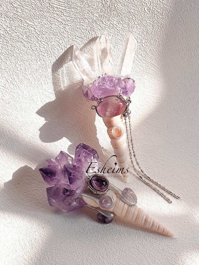 Amethyst Natural Crystal Wand Set(contains 2 Piece) , Magic Witch Wand ...
