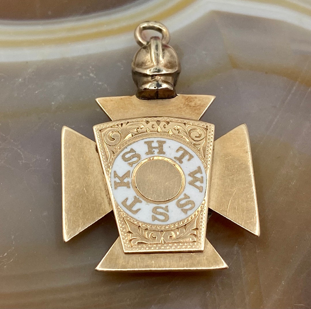 Masonic Knights Templar 10kt Yellow Gold and Enamel Fob/pendant. in Hoc ...