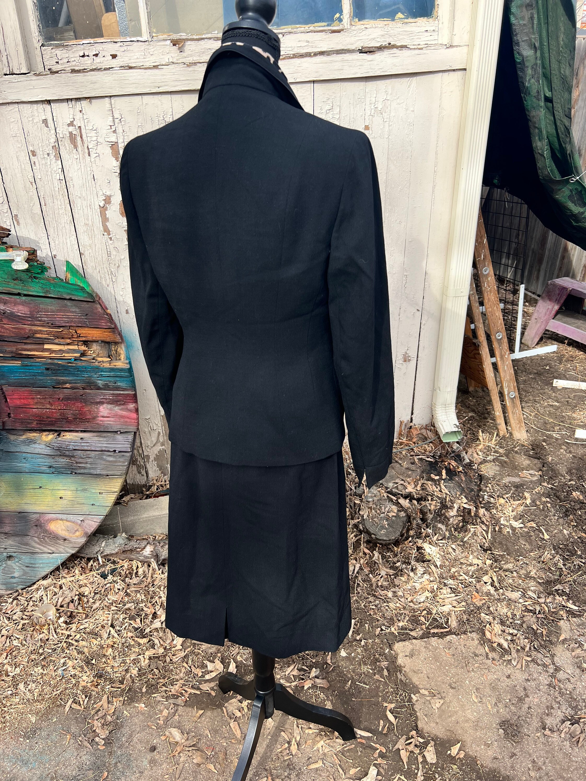 1940s Forstmann Matte Black Gabardine 100 Percent Virgin Wool A Line ...