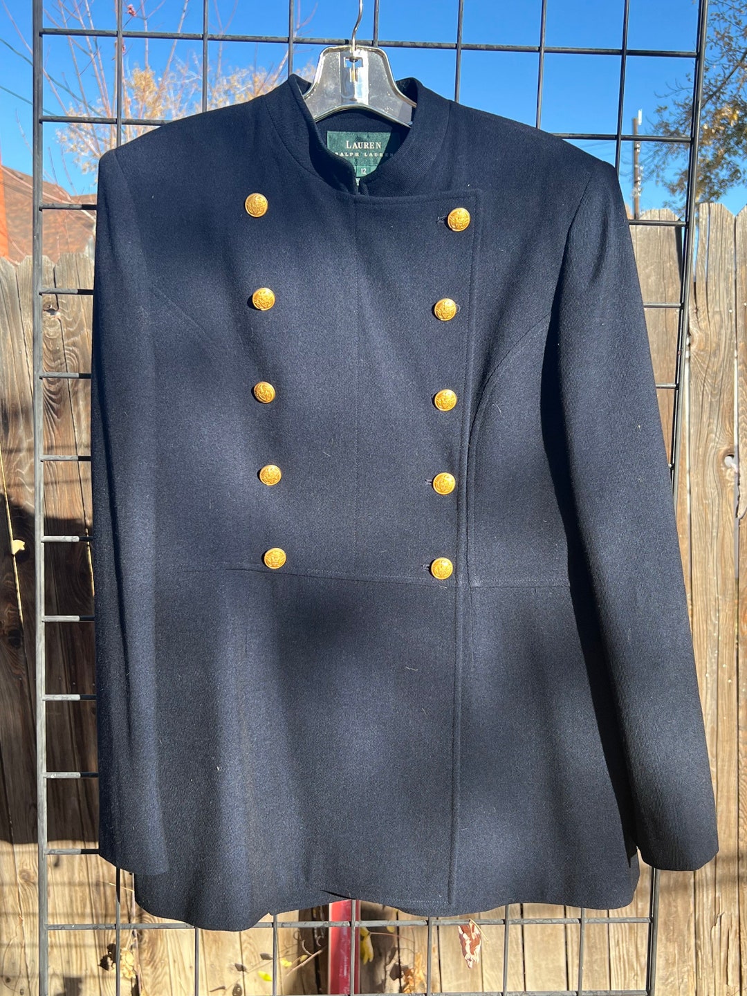 90s Ralph Lauren Worsted Wool Officers Navy Military Style Jacket Size ...