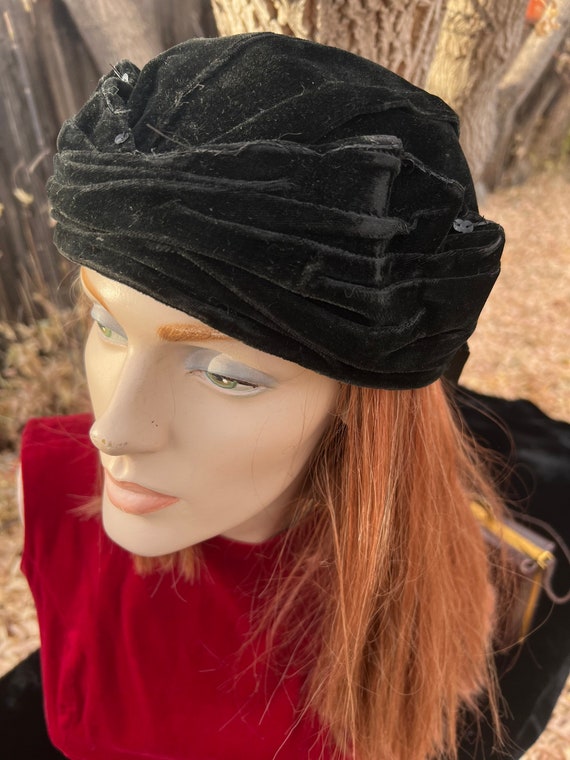 Victorian Edwardian Cottage Core Black Velvet Bonnet … - Gem