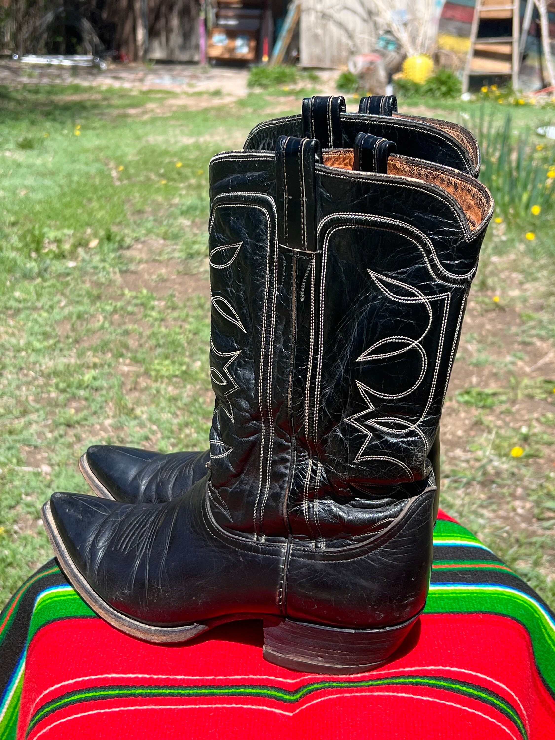 1950s Vintage Tony Lama Black and White Double Stitch Rockabilly ...