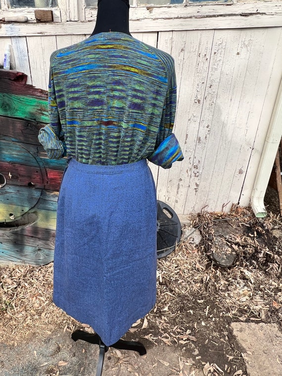 1950s Lady Scott Heathered Periwinkle 2 Piece A Line … - Gem