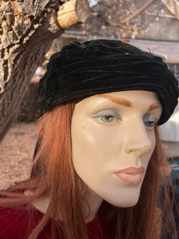 Victorian Edwardian Cottage Core Black Velvet Bonnet … - Gem