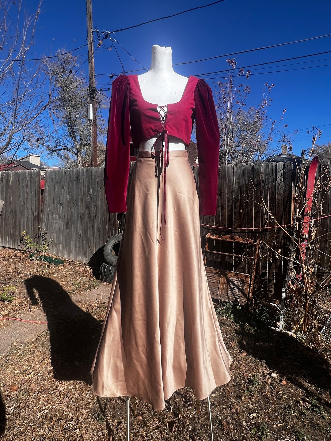 Renaissance Style Maroon Velvet Long Sleeve Corset Medieval Prairie ...