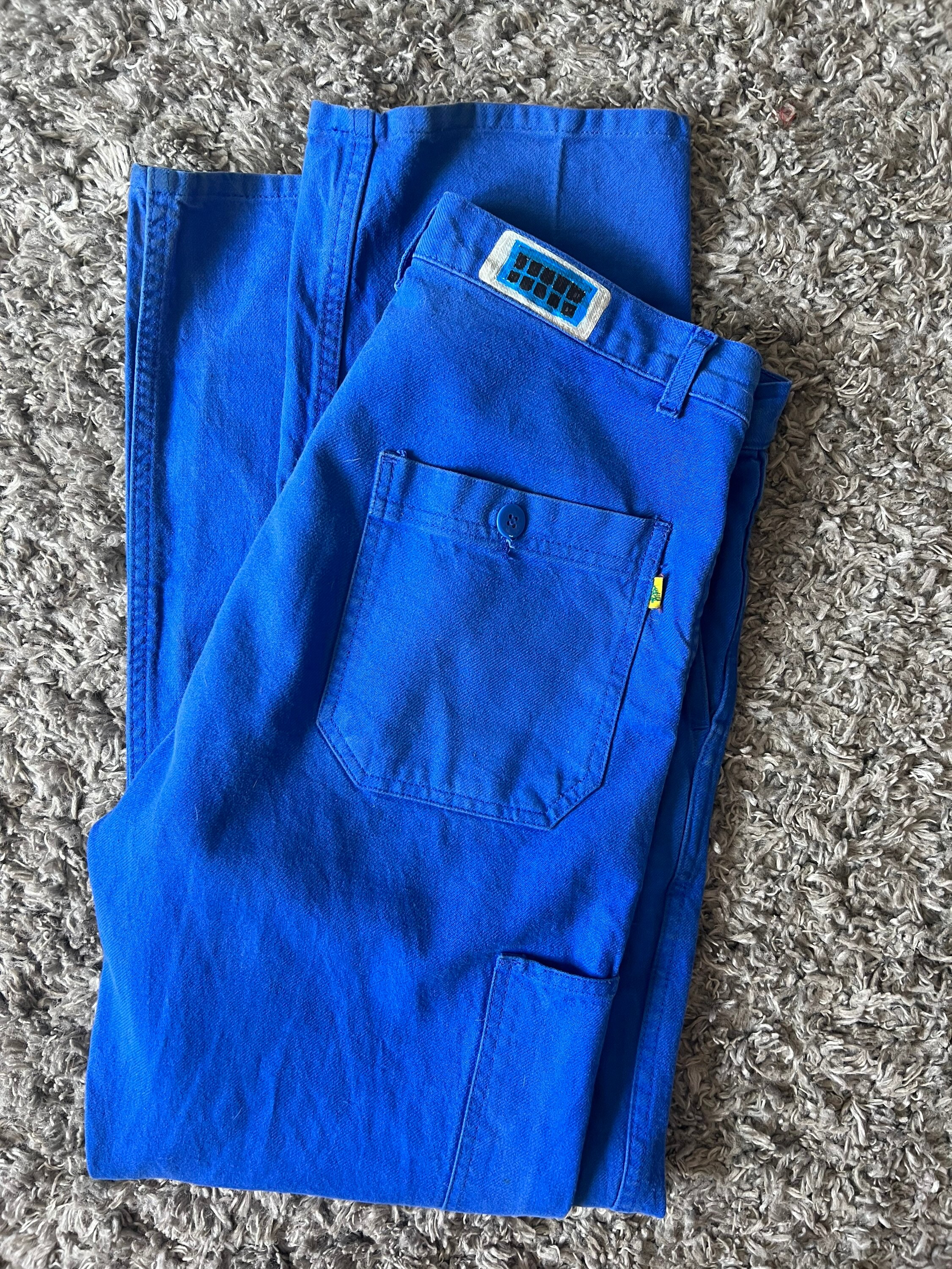Vintage French Workwear Prussian Blue Button Down Utilitarian Pants - Etsy