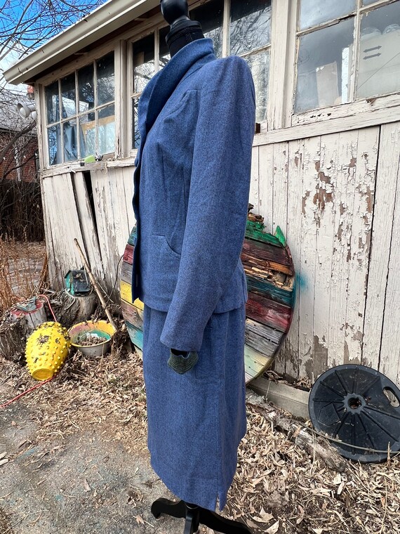 1950s Lady Scott Heathered Periwinkle 2 Piece A Line … - Gem