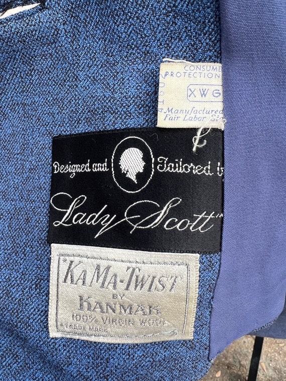 1950s Lady Scott Heathered Periwinkle 2 Piece A Line … - Gem