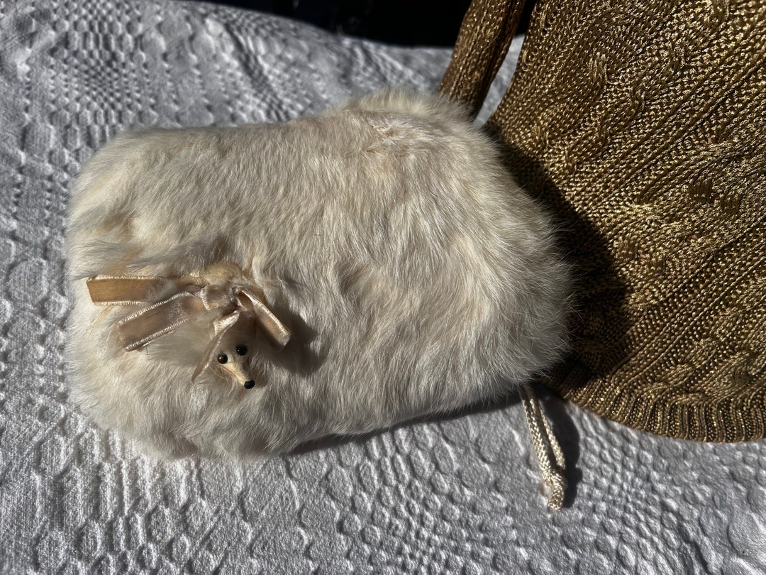 1950s Vintage Childs off White Rabbit Fur Wrist Dangle Strap Muff ...