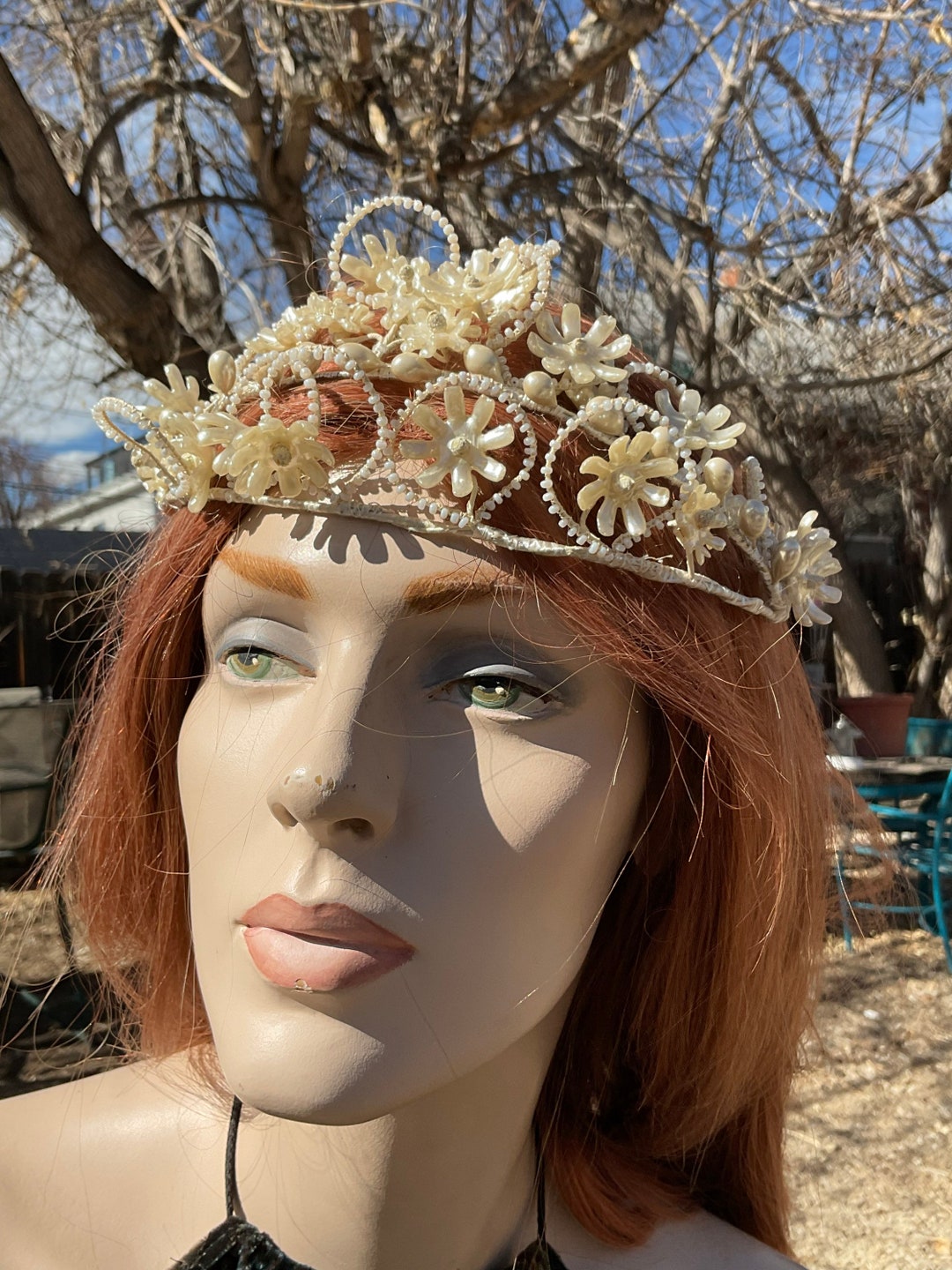 1920s Waxed Flower and Bud With Looped Crown Pearl Seed Bead Wedding ...