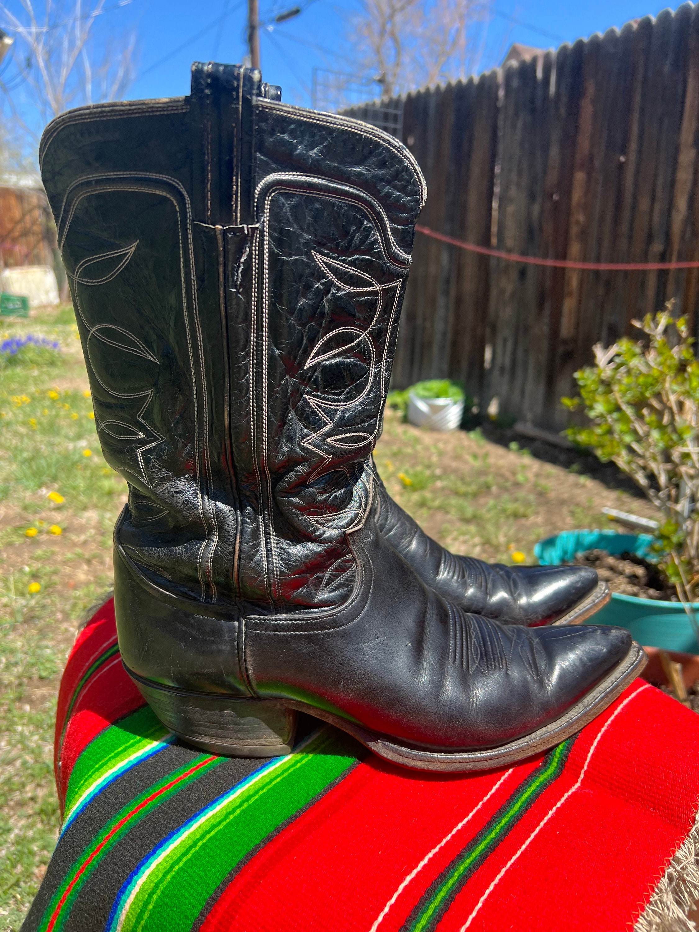 1950s Vintage Tony Lama Black and White Double Stitch Rockabilly ...