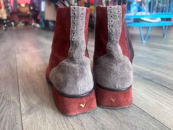 1970s Volare Made in Italy rust and charcoal Suede La… - Gem