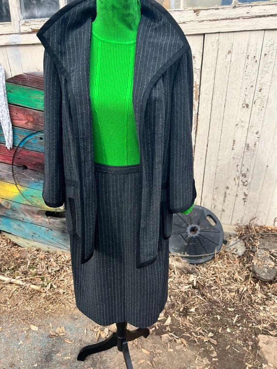 1950’s Lilli Ann Pin Stripe Charcoal Grey and White A… - Gem