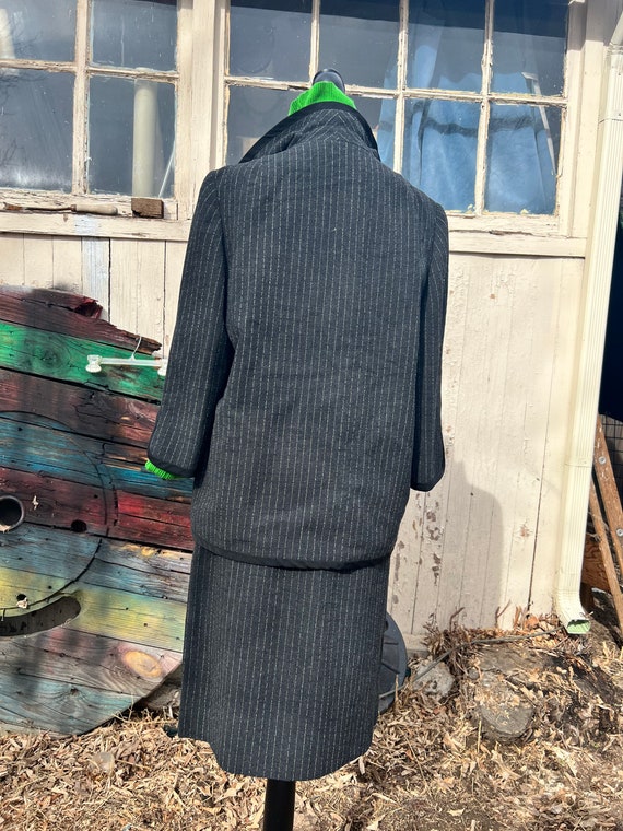 1950’s Lilli Ann Pin Stripe Charcoal Grey and White A… - Gem