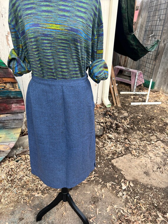 1950s Lady Scott Heathered Periwinkle 2 Piece A Line … - Gem