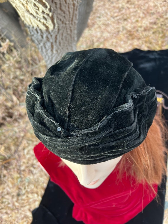 Victorian Edwardian Cottage Core Black Velvet Bonnet … - Gem