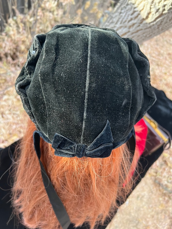 Victorian Edwardian Cottage Core Black Velvet Bonnet … - Gem