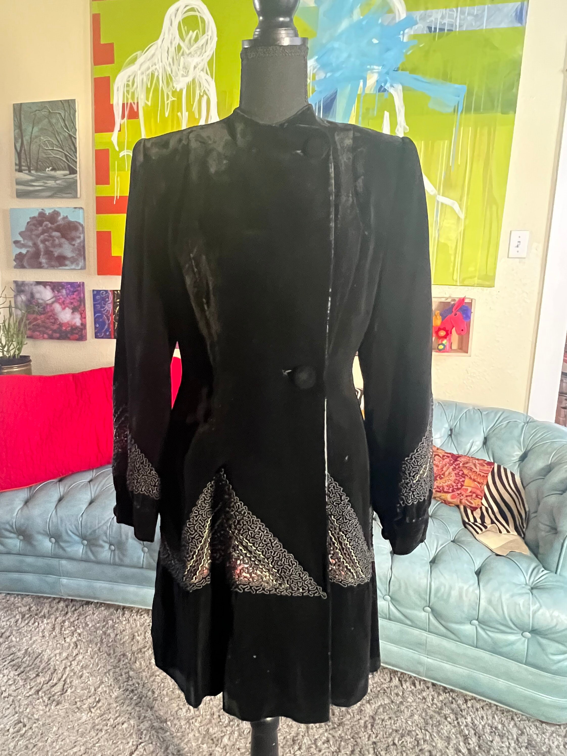 1940’s Union Made Victorian Edwardian Regencycore Black Velvet Opera ...