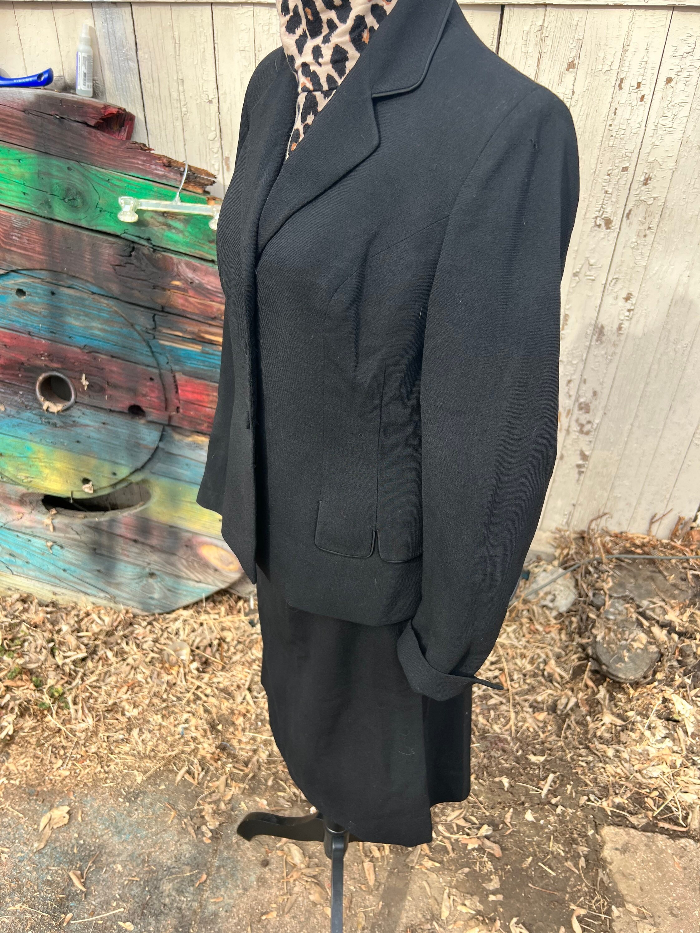 1940s Forstmann Matte Black Gabardine 100 Percent Virgin Wool A Line ...
