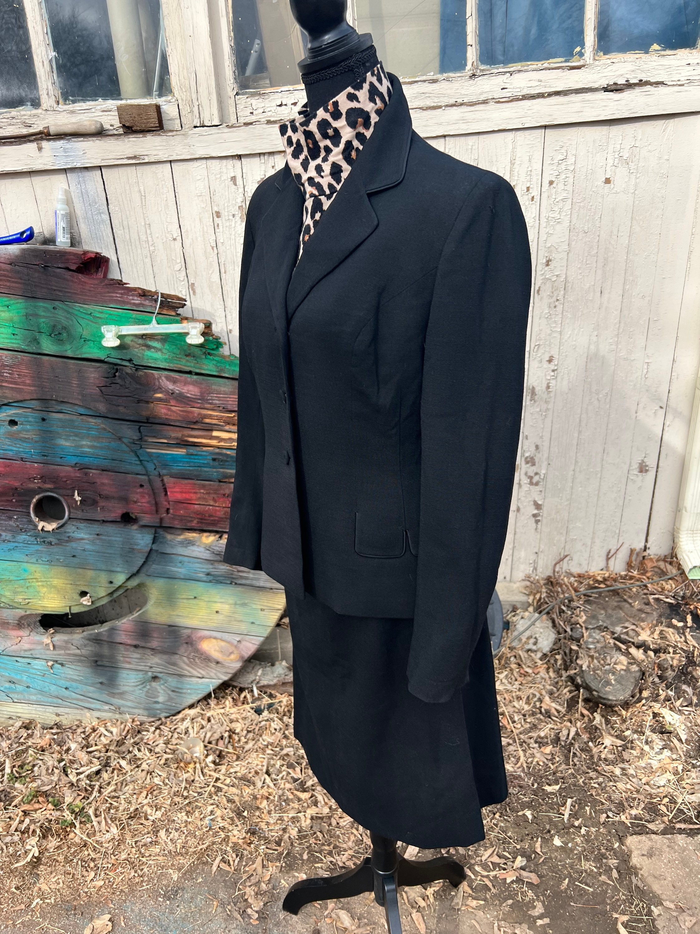 1940s Forstmann Matte Black Gabardine 100 Percent Virgin Wool A Line ...