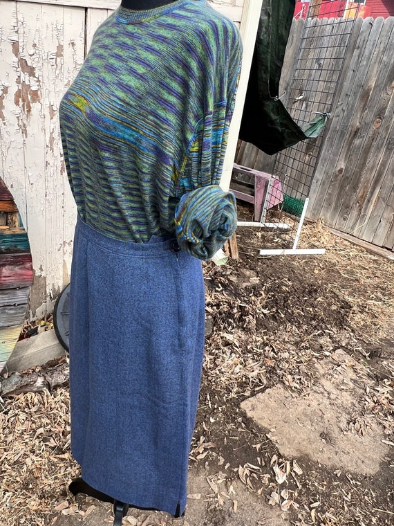 1950s Lady Scott Heathered Periwinkle 2 Piece A Line … - Gem