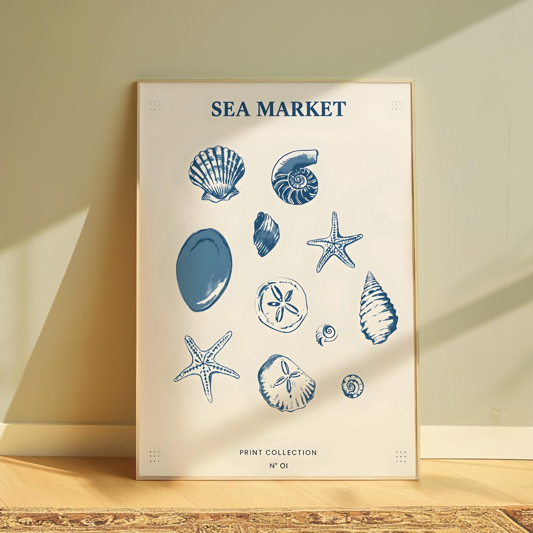 Coastal Seashell Art Print | Beach-inspired Wall Decor | Nautical ...
