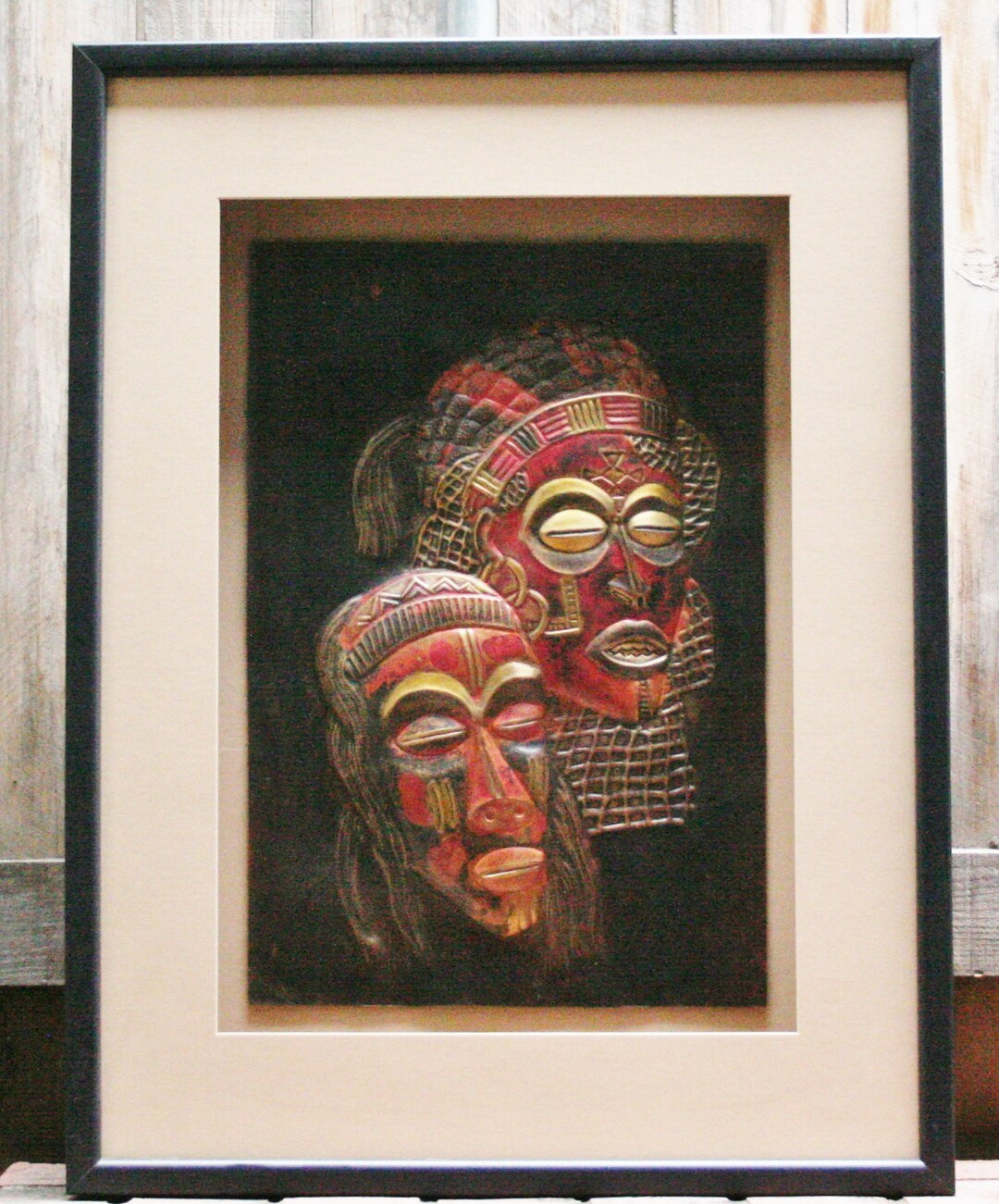 Masks Copper Art Chokwe in Shadow Box Frame 25" X 33", 17 LBS - Etsy