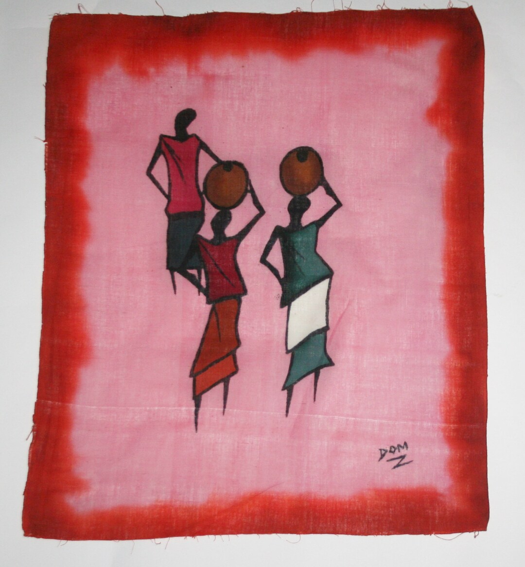 African Batik Art Tribal Women Abstract Painting Vintage West Africa 22 ...