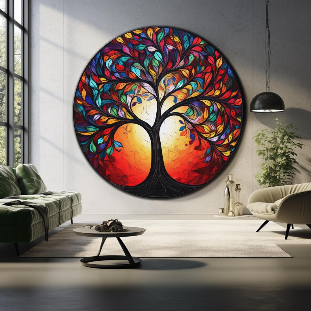 Arte de parede em vidro temperado - Arte de parede da árvore da vida ...
