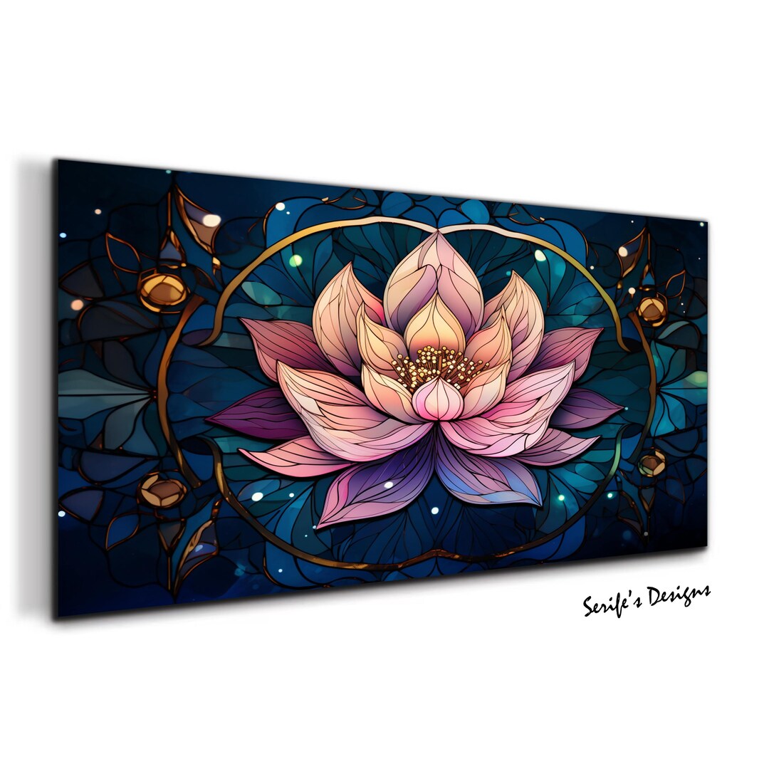 Stained Lotus Flower Wall Art-tempered Glass Wall Art-stained Glass ...