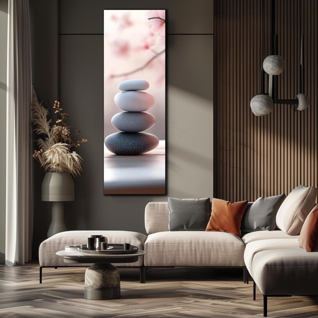 Zen Stone Wall Art-tall Narrow Wall Art-tempered Glass Wall Art-glass ...