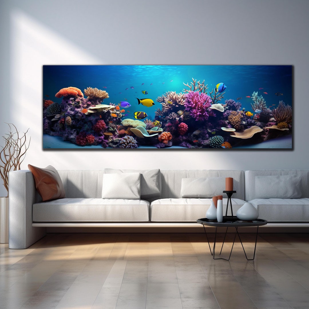 Aquarium Wall Decor-under Sea Wall Art-tempered Glass Under Sea Wall ...