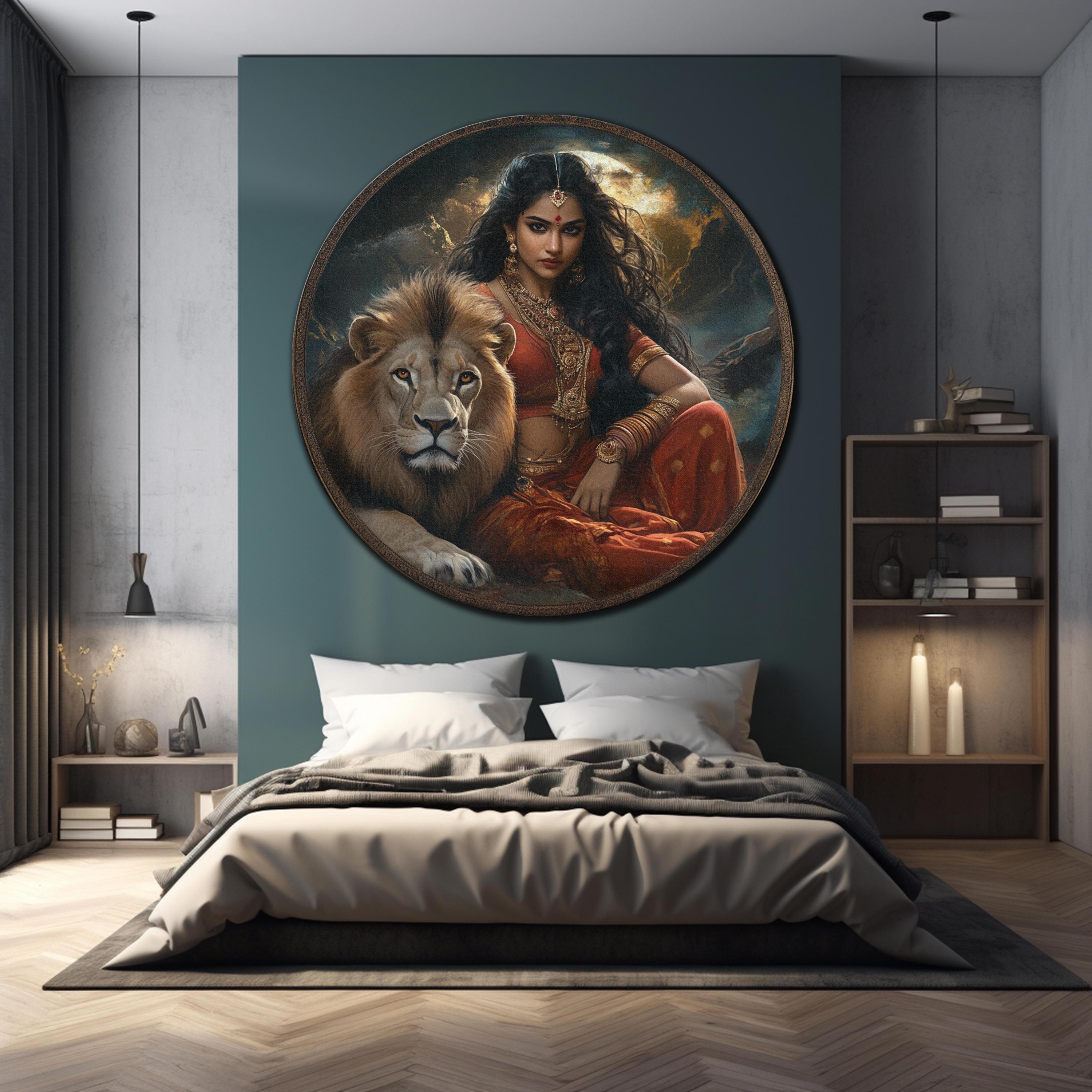 Durga Wall Art-tempered Glass Wall Art-hindu Wall Art-round Wall Art ...